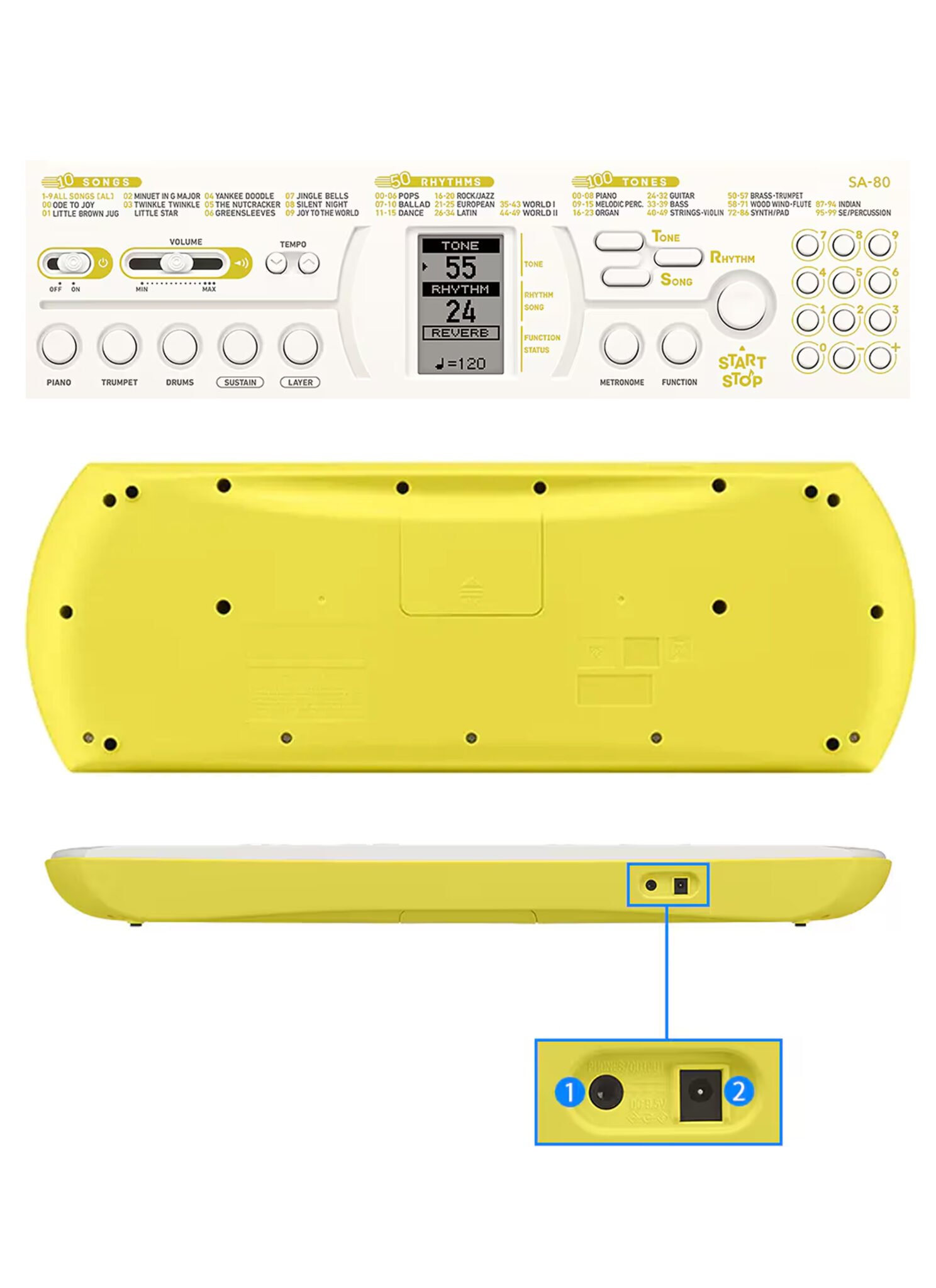 Casio SA-80 Casiotone 44-Keys Mini Keyboard-White - Dagna Music