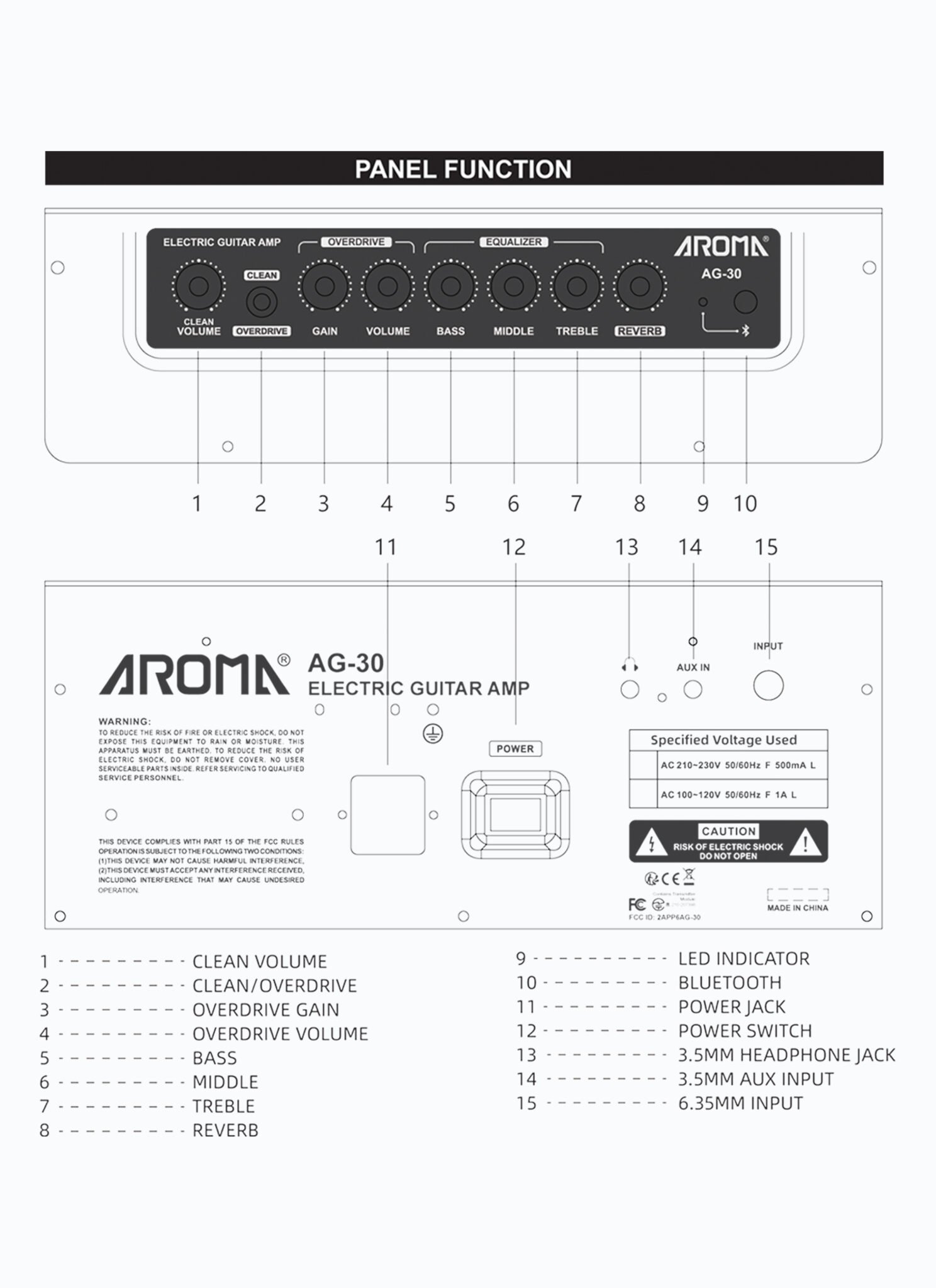 Aroma AG-30 Electric Guitar Amplifier - Dagna Music